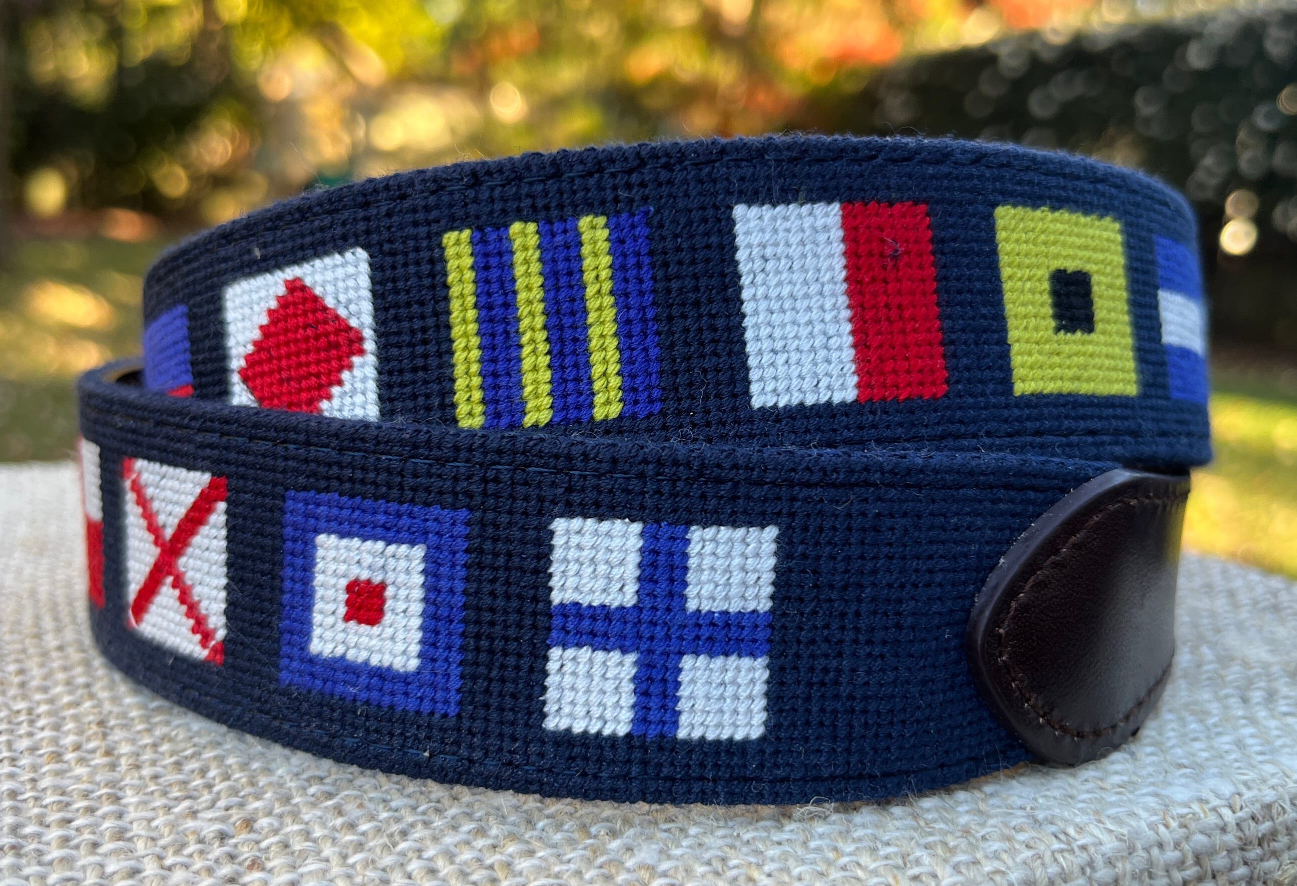 Nautical Flag Needlepoint Belt With Genuine Leather -boating / Sailing ...