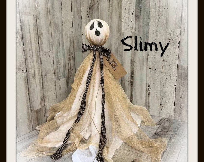 Halloween Primitive Standing Ghost Mounted on Wooden Base, Primitive ...