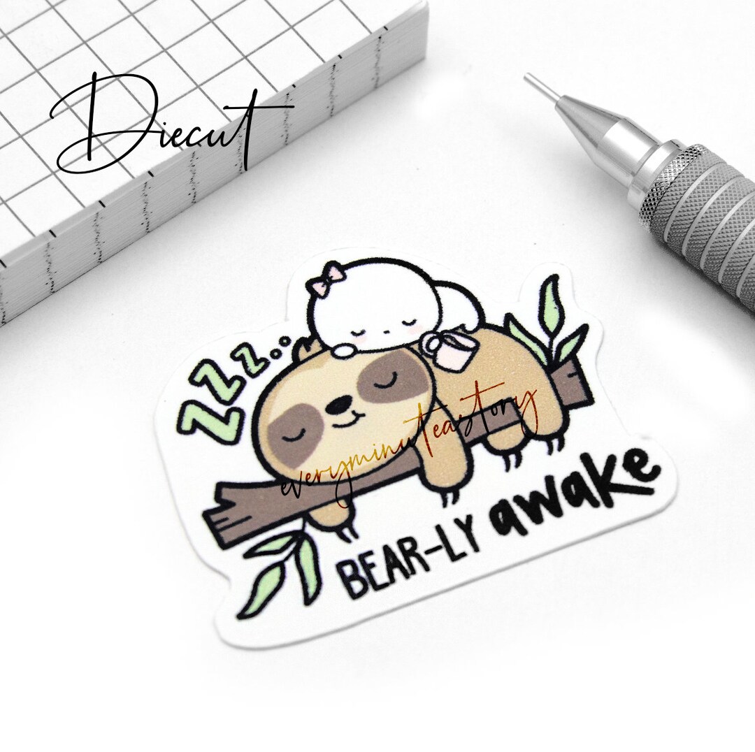 Bear-ly Awake Sloth Die Cut - Etsy
