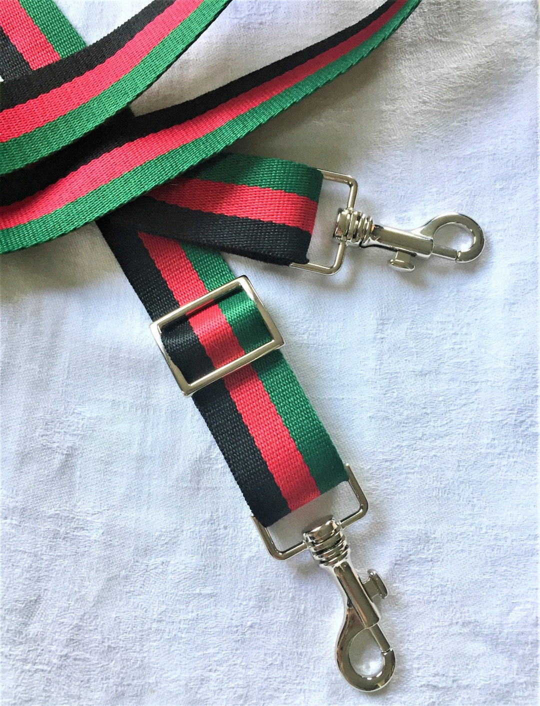 Tricolor Strap BLACK/RED/GREEN, 3 Cm Wide, Metal Carabiners of Your ...