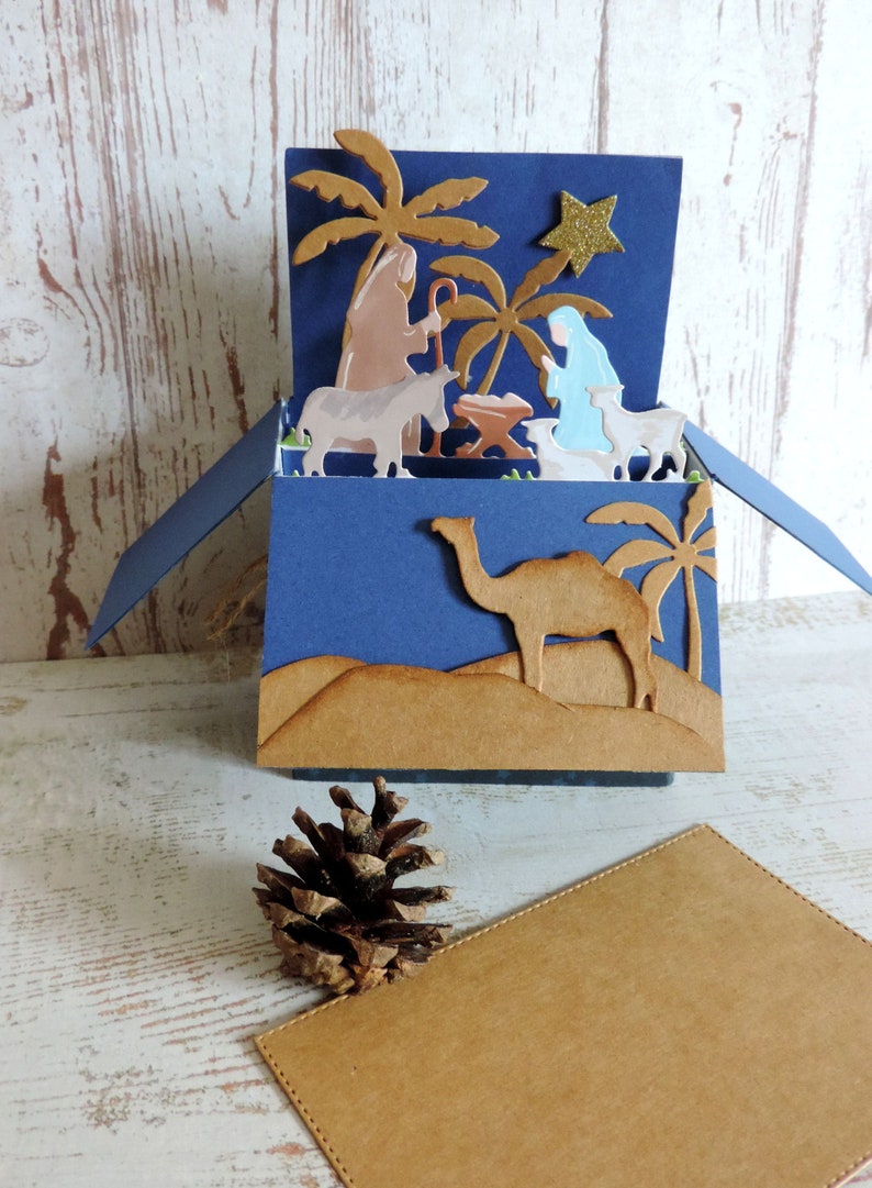 Christmas Crib Card Popup Christmas Card Handmade Nativity - Etsy