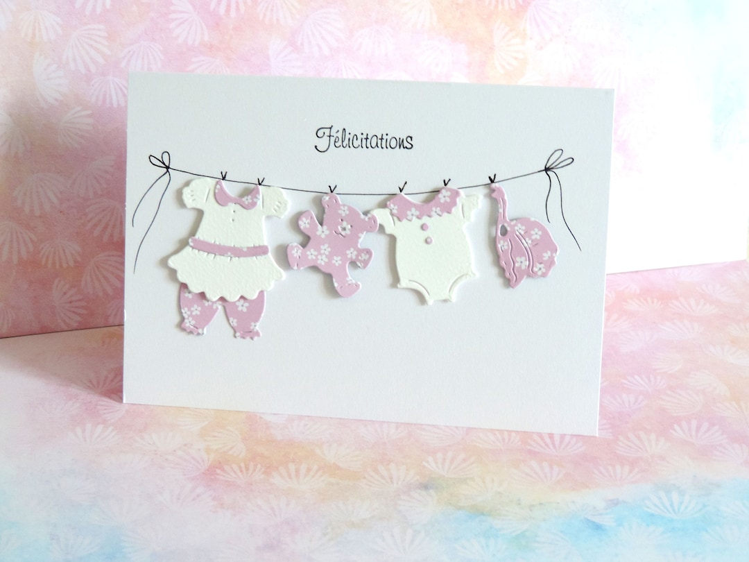 Congratulations Card, Birth Card, Congratulations Birth Girl, White ...