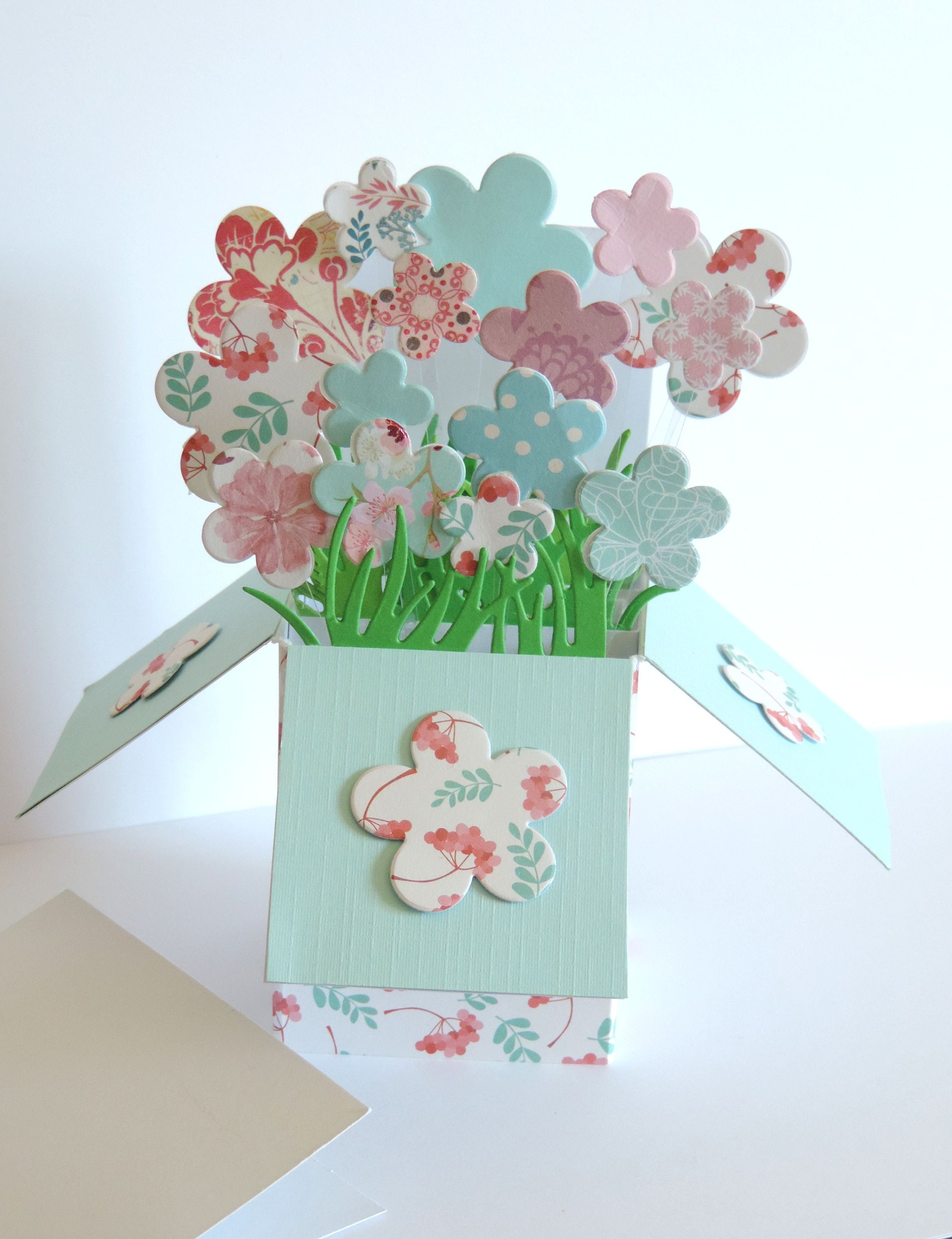Pop up card pop up flower box handmade | Etsy