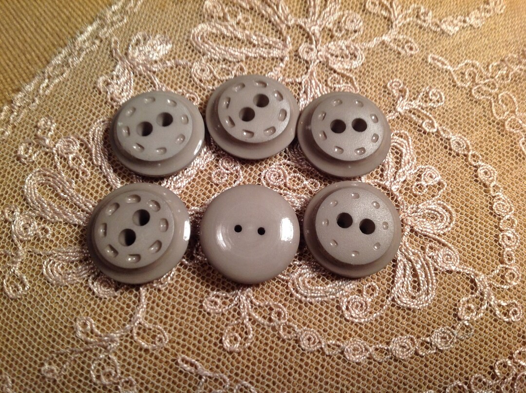 Set of Six Beige Buttons, Vintage 70s - Etsy