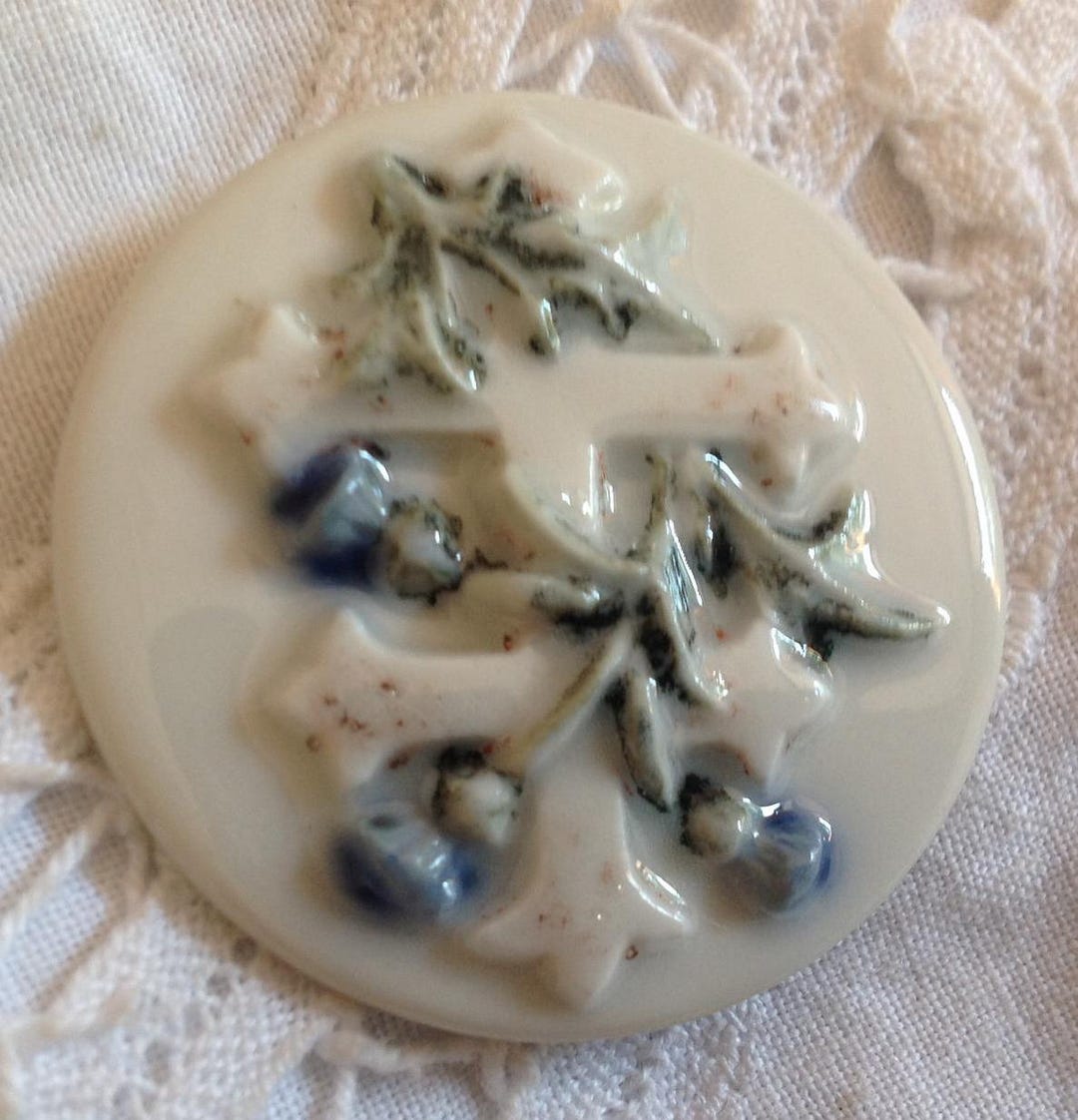 Large Antique Cabochon, With Relief Decoration, Porcelain - Etsy