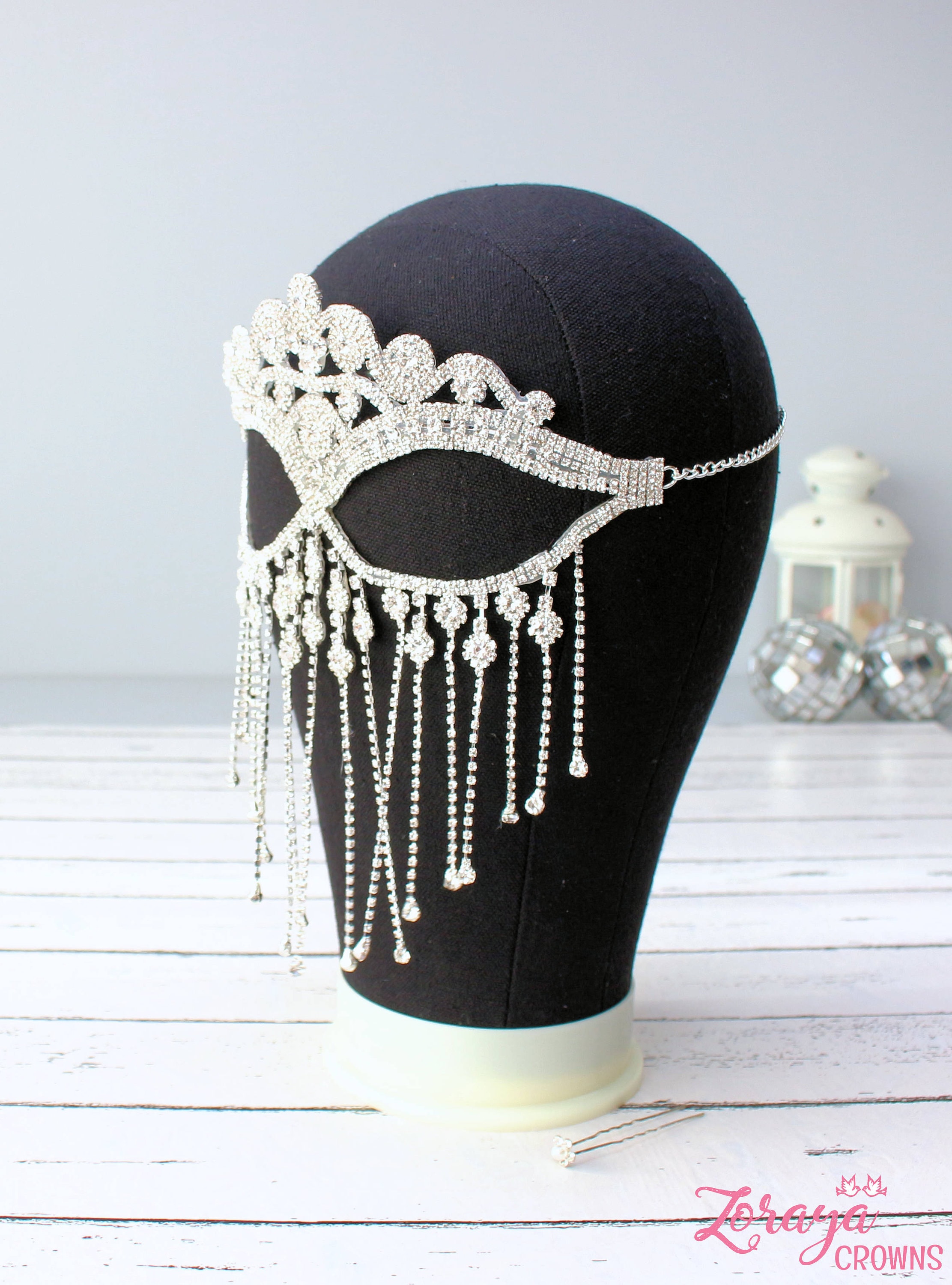 Silver Rhinestone Crystals Mask Burning Man Masquerade Face - Etsy