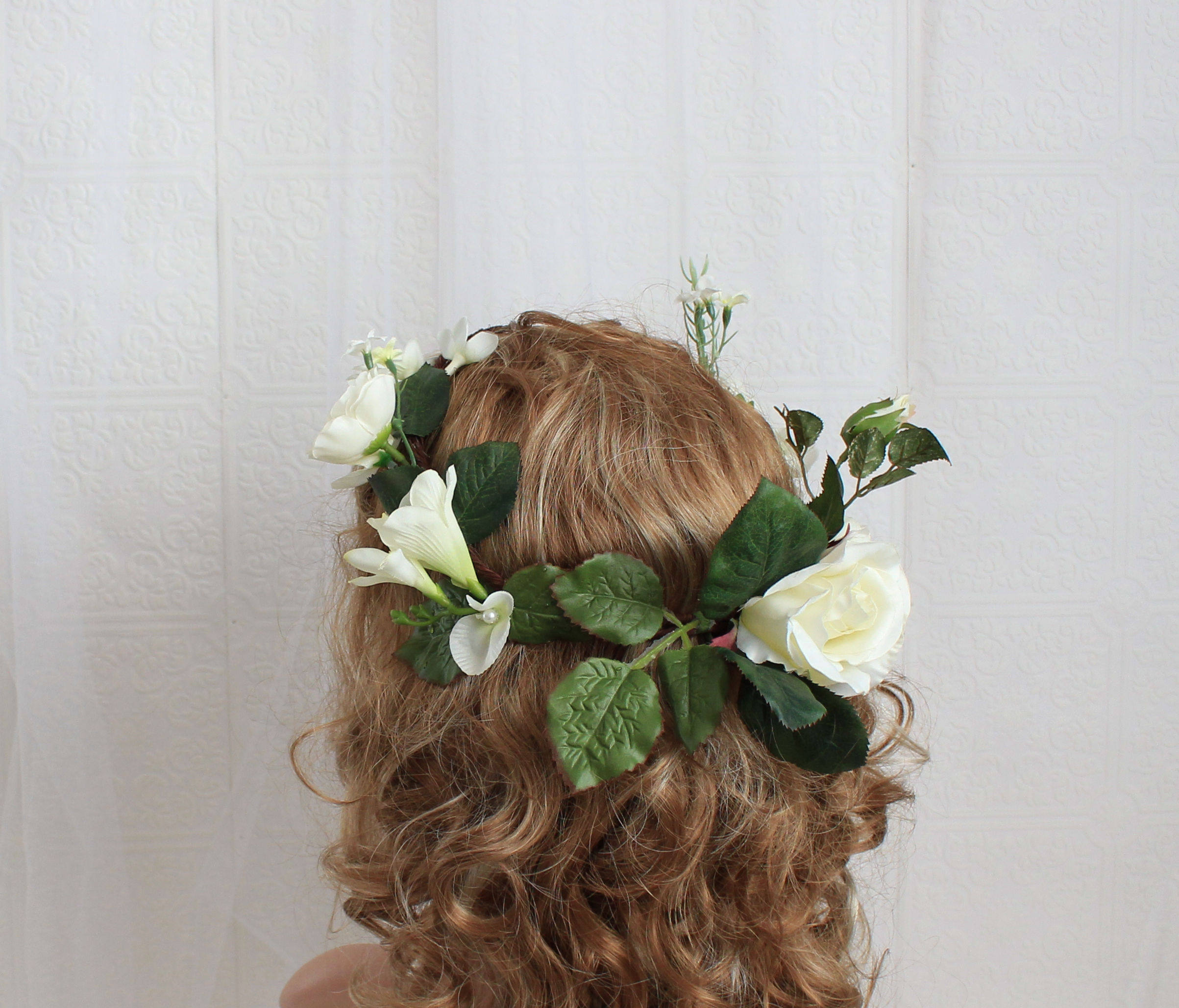 Cream Roseswedding Crownbridal Flower Headbandfloral - Etsy