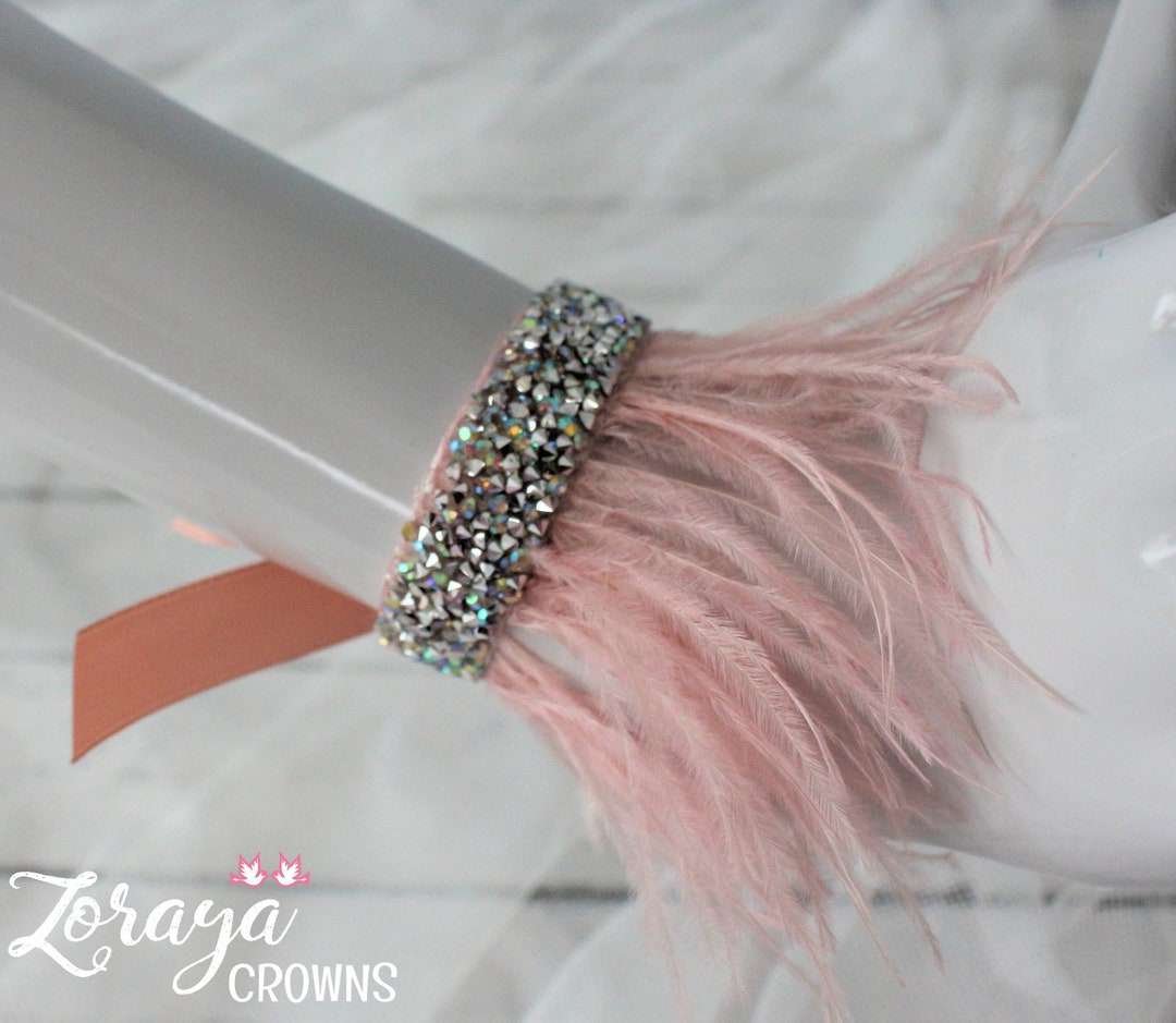 Feather Wristbands, Set of 2, Pink Feather Necklace, Handcuff, Ostrich ...