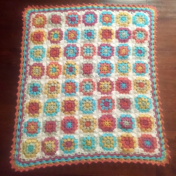 Red Granny Square Blanket - Etsy