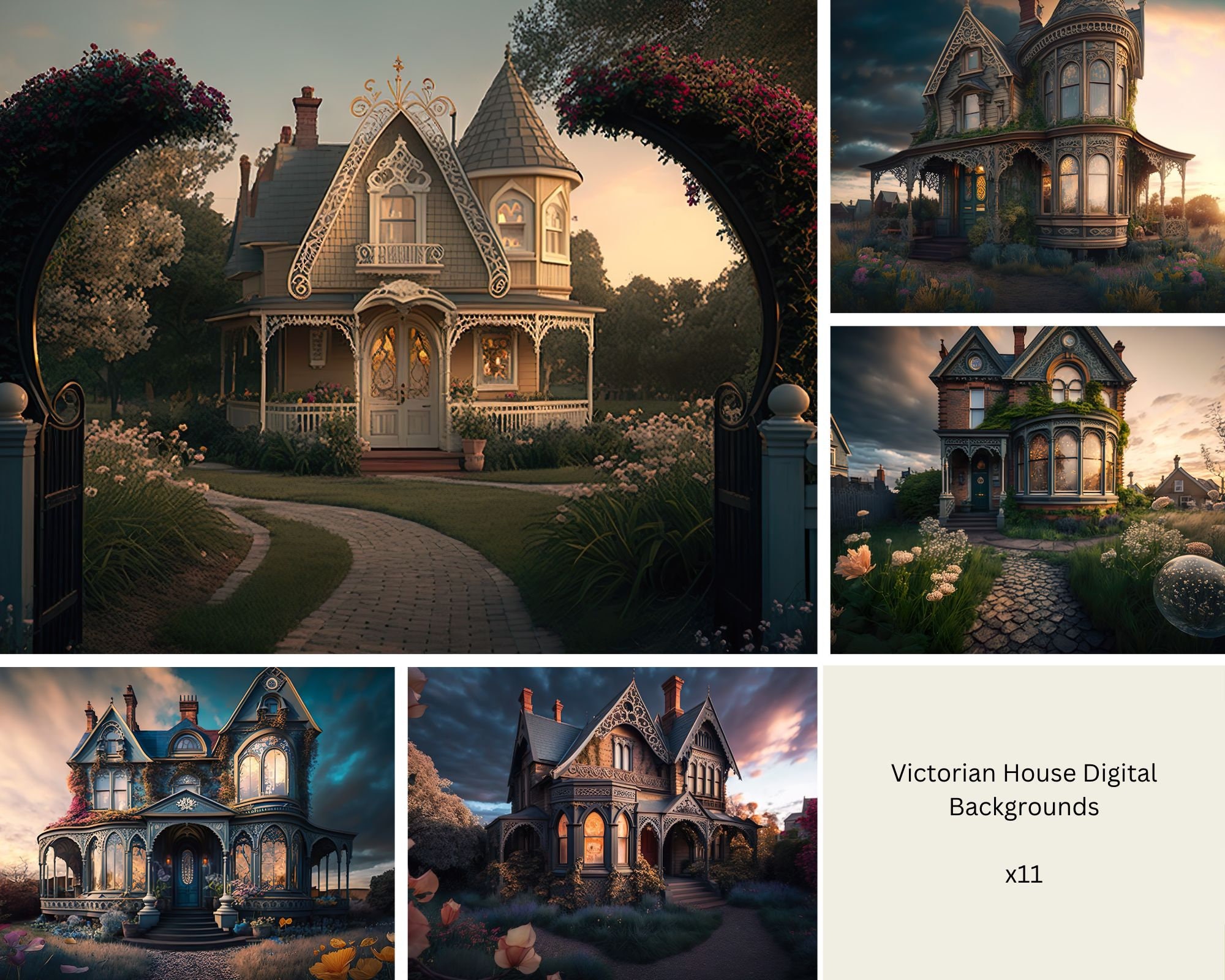 11 Victorian House Digital Backdrops Fantasy Painterly Digital ...