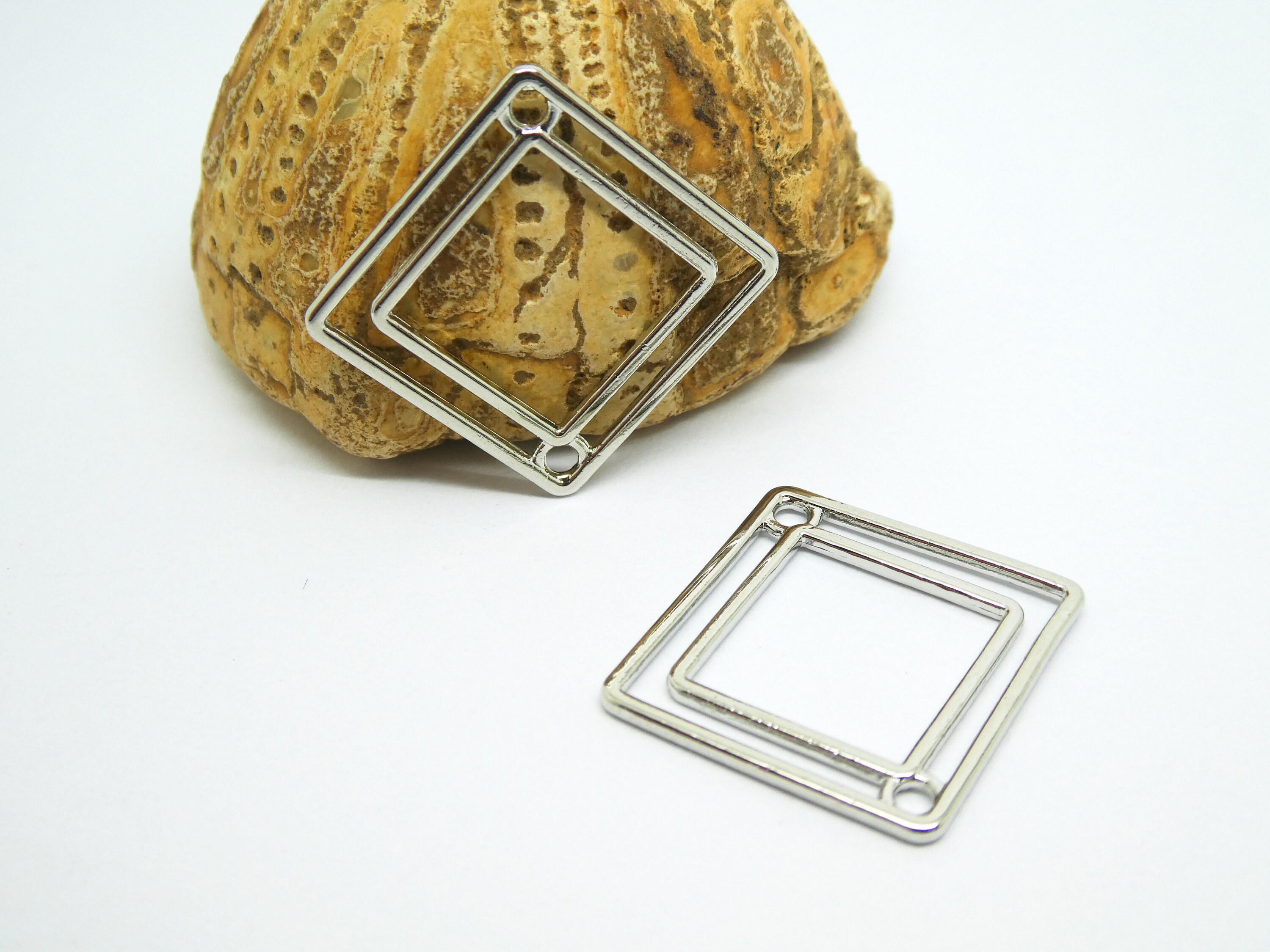 2 Geometric Diamond Connectors 2727mm Silver Platinum - Etsy UK