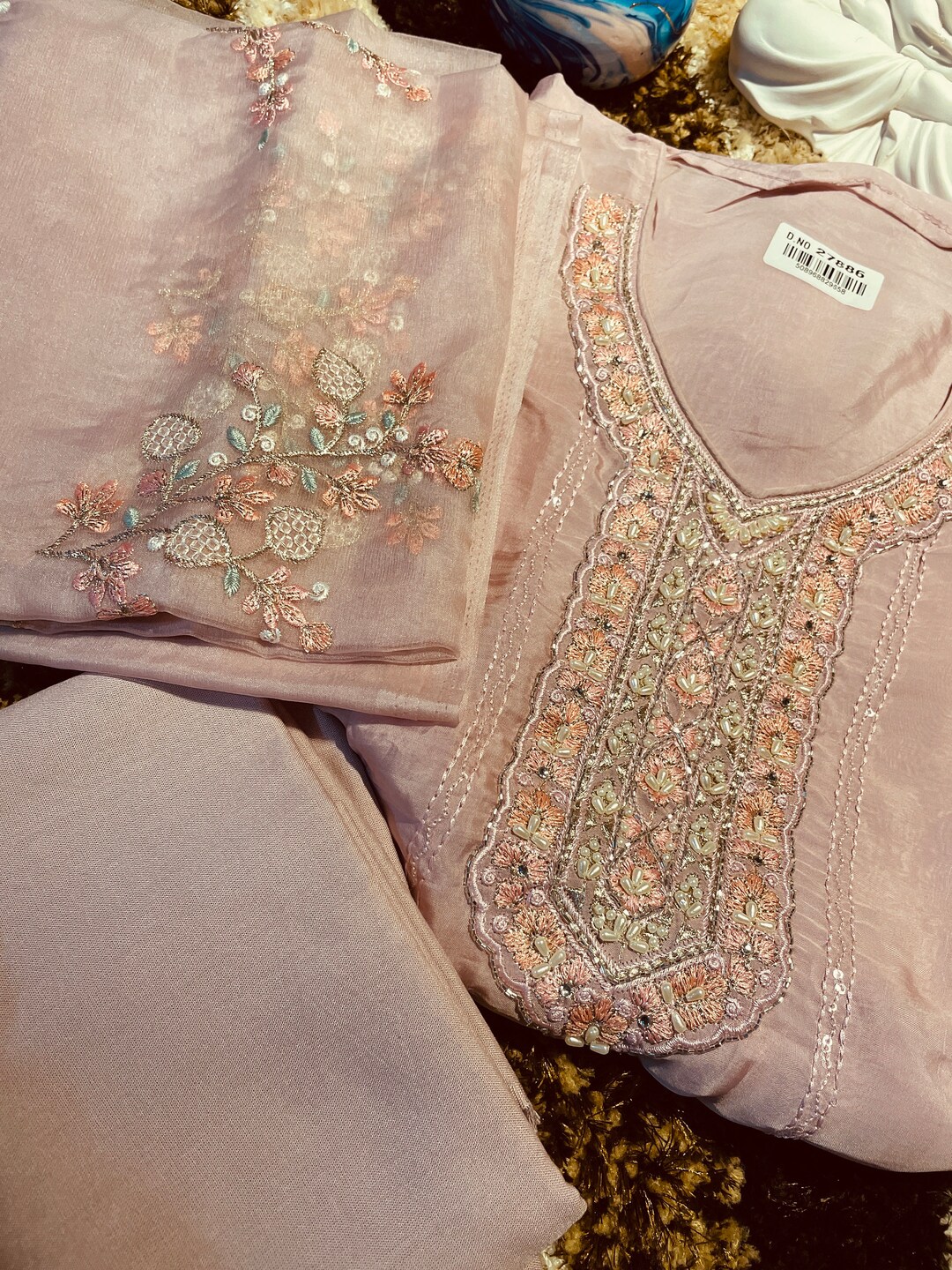 Indian Salwar Kameej Dupatta Set Dress Material Semi Stitch Three Piece ...