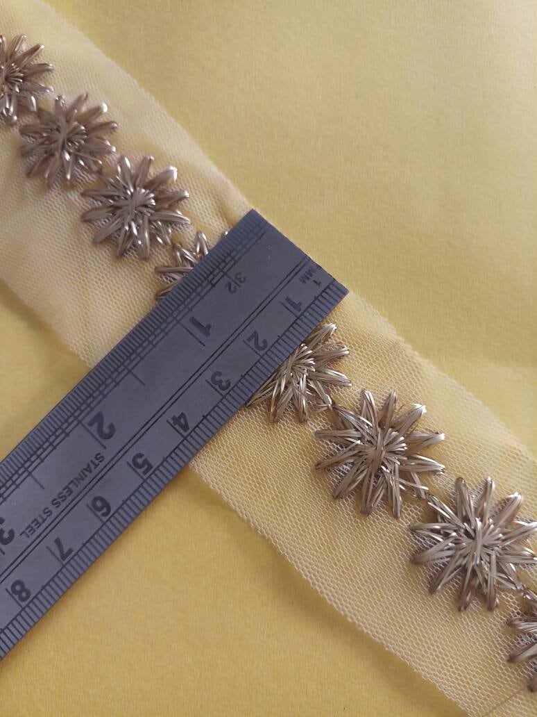Embroidered golden thread Trim Indian Fabric Trim Bridal | Etsy