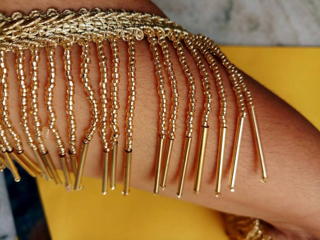 Trimming Gold Beaded Fringes Trim Decorative Home Decor Curtain ...