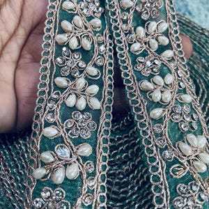 Decorative Green Zari Trim, Indian Fabric Trim, Bridal Wear ...