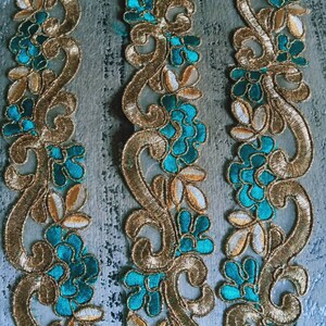 Decorative golden phirozi Fabric Lace Sari Border Blouse Lace | Etsy