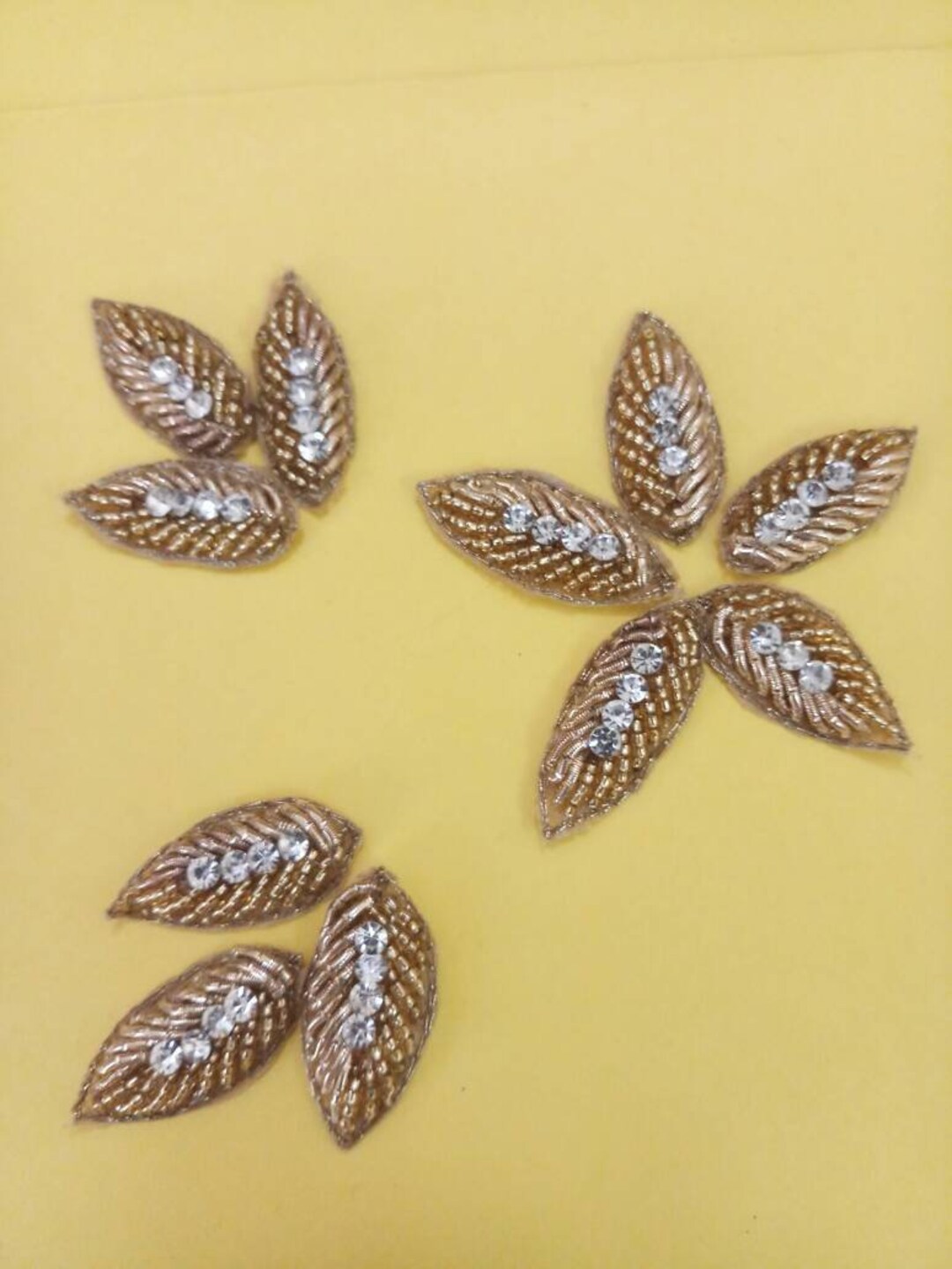 Handmade Golden Bullion Wire Applique: Diamond Stone Denim ...