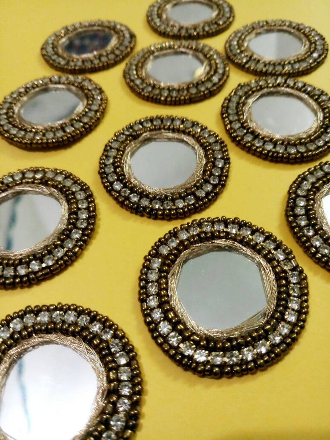 Indian Handmade Mirror Diamond Stone Applique Pearl Zari - Etsy Canada