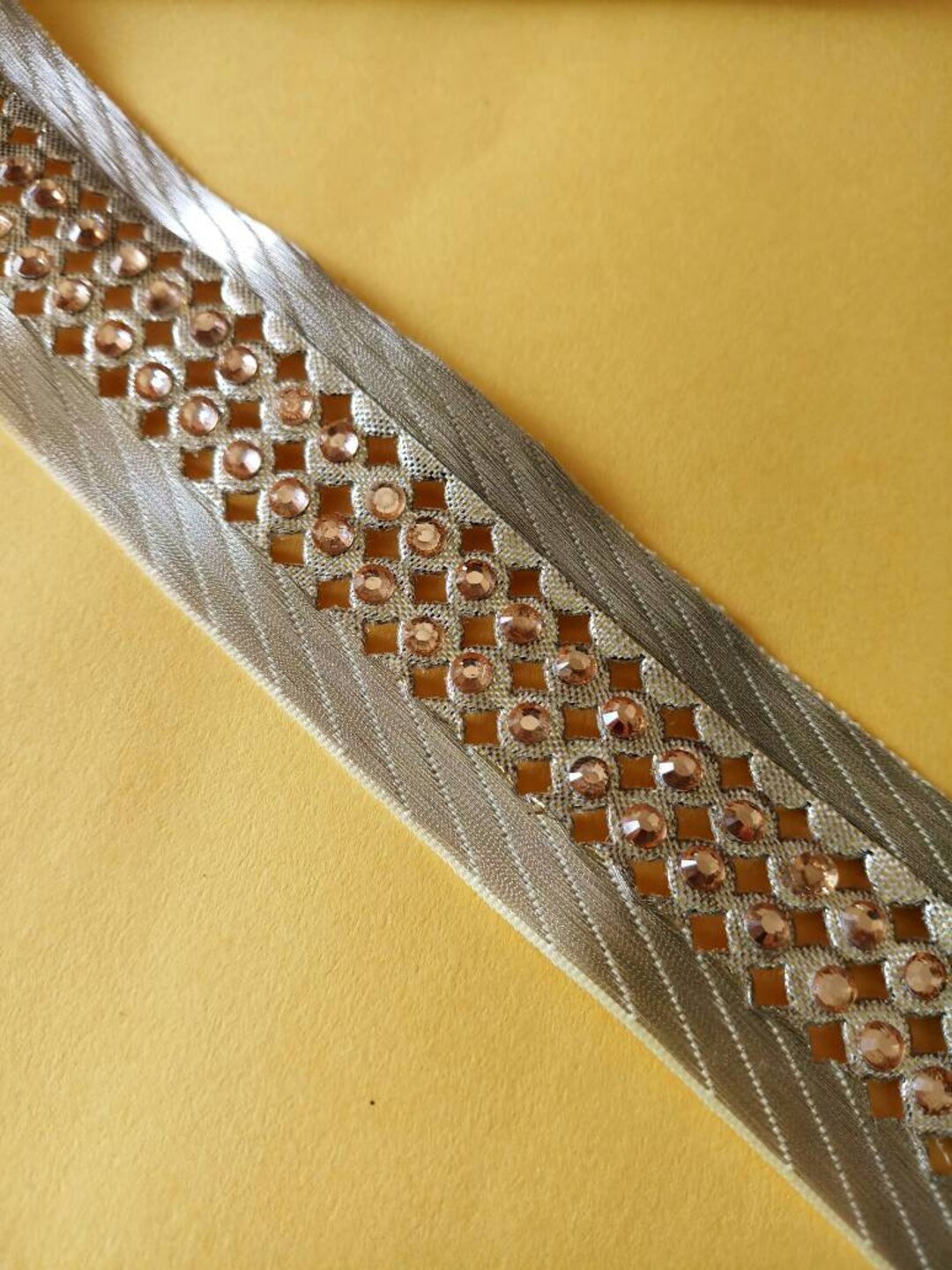 Golden Zari Stone Work Lace: Indian Sari Border Trim (1.5 Inch) - Etsy