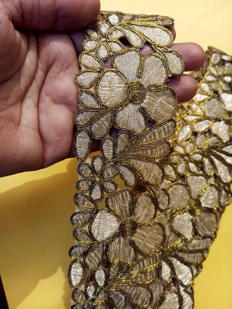 Golden Copper Floral Cutwork Lace,indian Fabric Lace for Wedding Dress ...