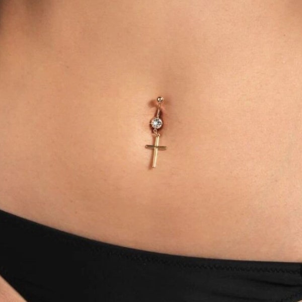 Cross Navel Ring - Etsy