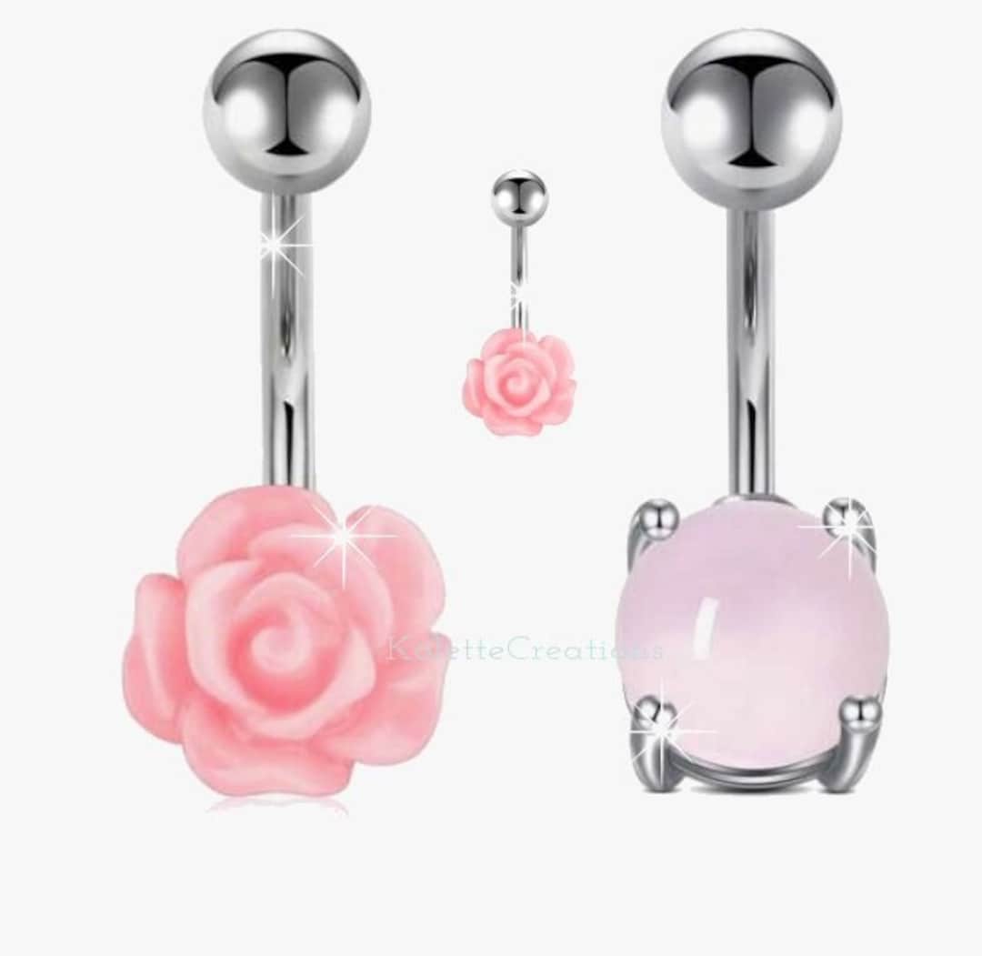 Tiny Acrylic Rose Belly Button Ring/surgical Steel/piercing Jewelry ...