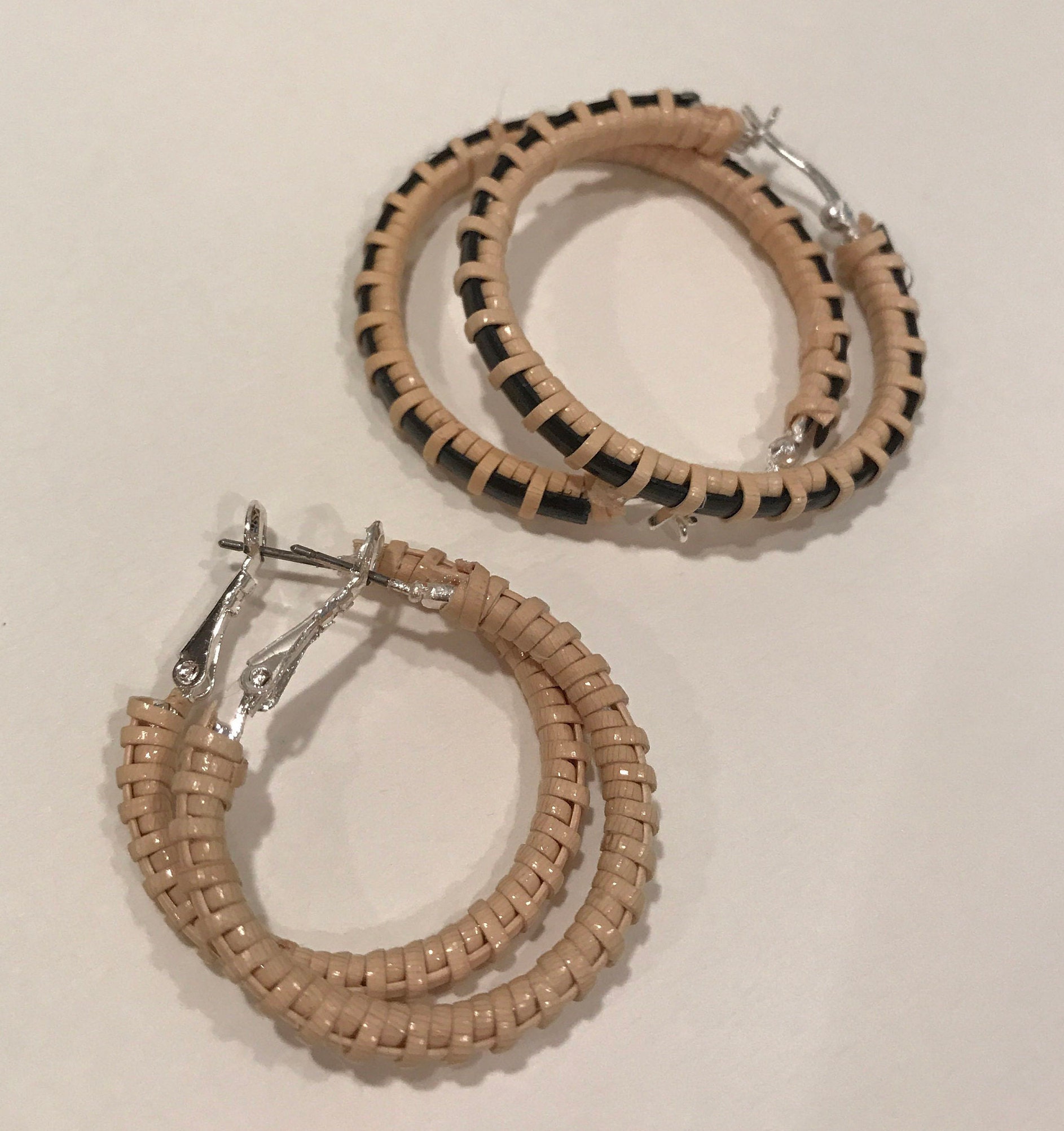 Nantucket Inspired Hoops Natural and Black Staves and - Etsy