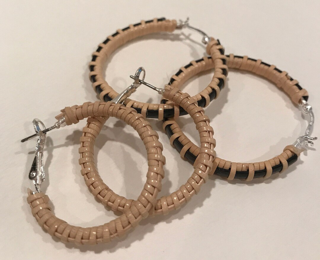 Nantucket Inspired Hoops - Natural and Black Staves and Natural Cane - Etsy