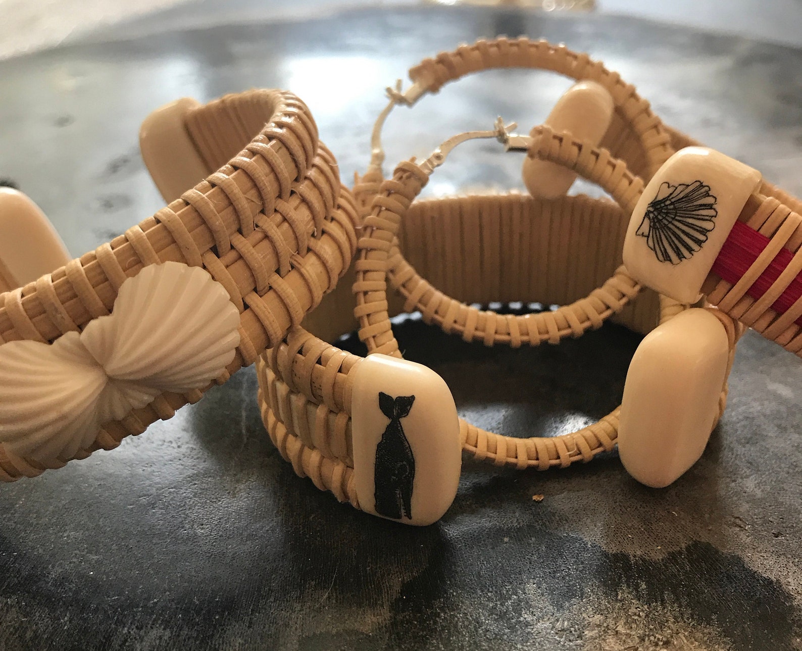 Nantucket Inspired Hoops Natural and Black Staves and - Etsy