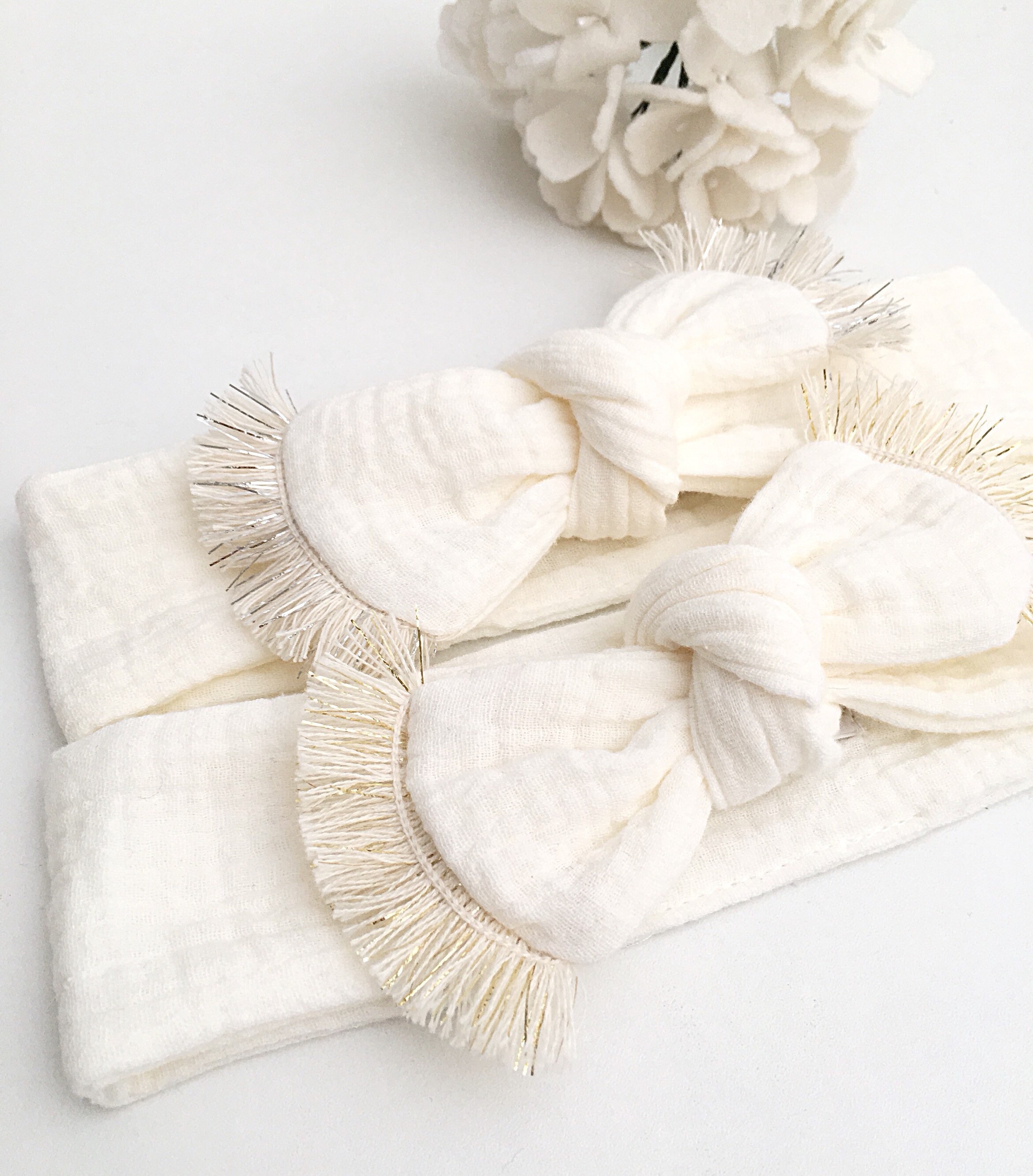 Headband Headband Ivory Cotton Gauze and Gold and Silver - Etsy