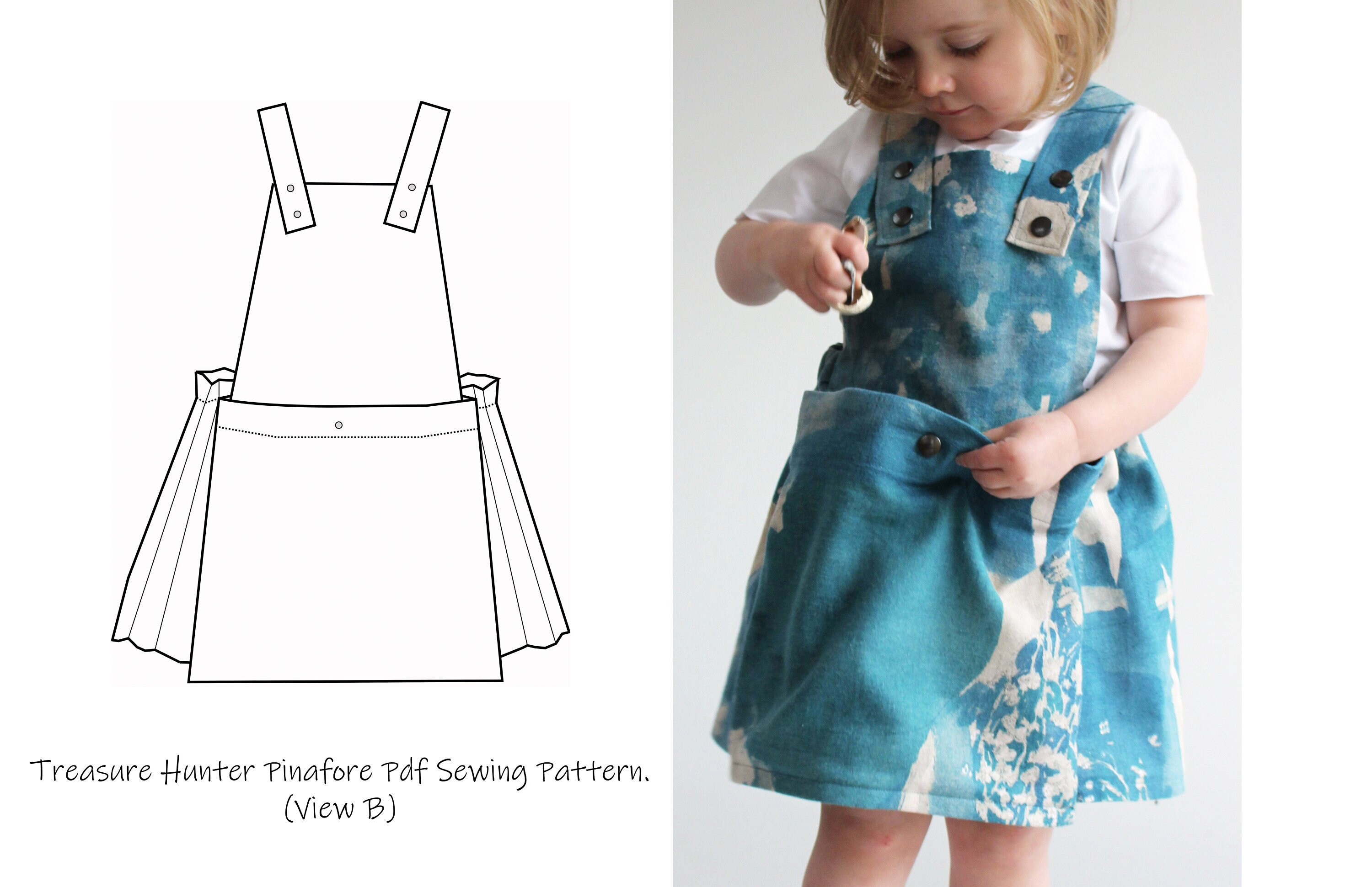 Girls Treasure Hunter Pinafore Dress Pattern / Dress with | Etsy