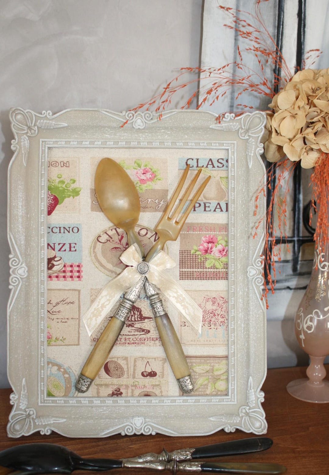 Horn Salad Cutlery Frame, Kitchen Decoration, Vintage Cutlery - Etsy