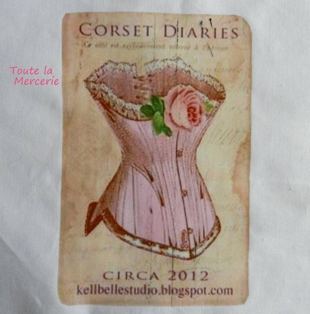 Transfert sur tissu, corset vintage rose féminité - Etsy France