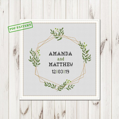Wedding Modern Cross Stitch Pattern Personalized Counted | Etsy