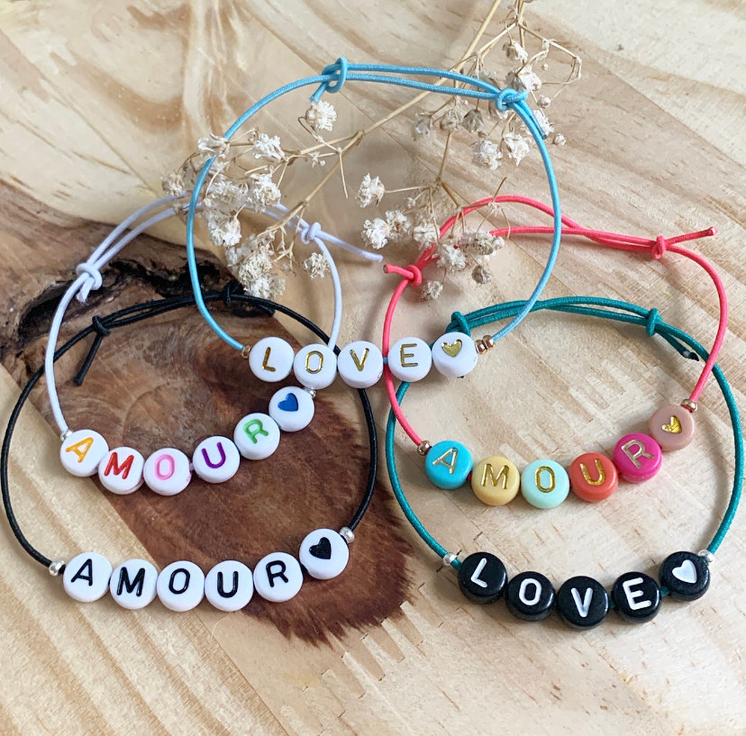 Personalized Elastic Bracelet Alphabet Letter Bracelet Message Bracelet ...