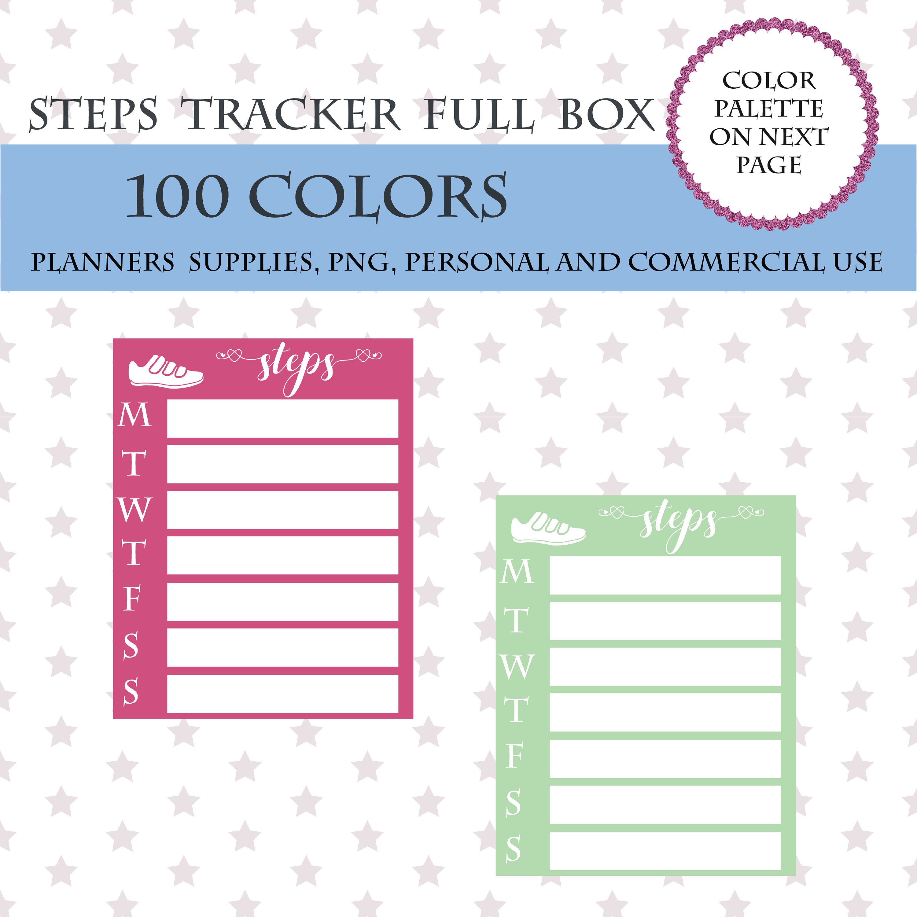 100 Full Box Weekly Steps Tracker, Fitness Planner, Sport Planner ...