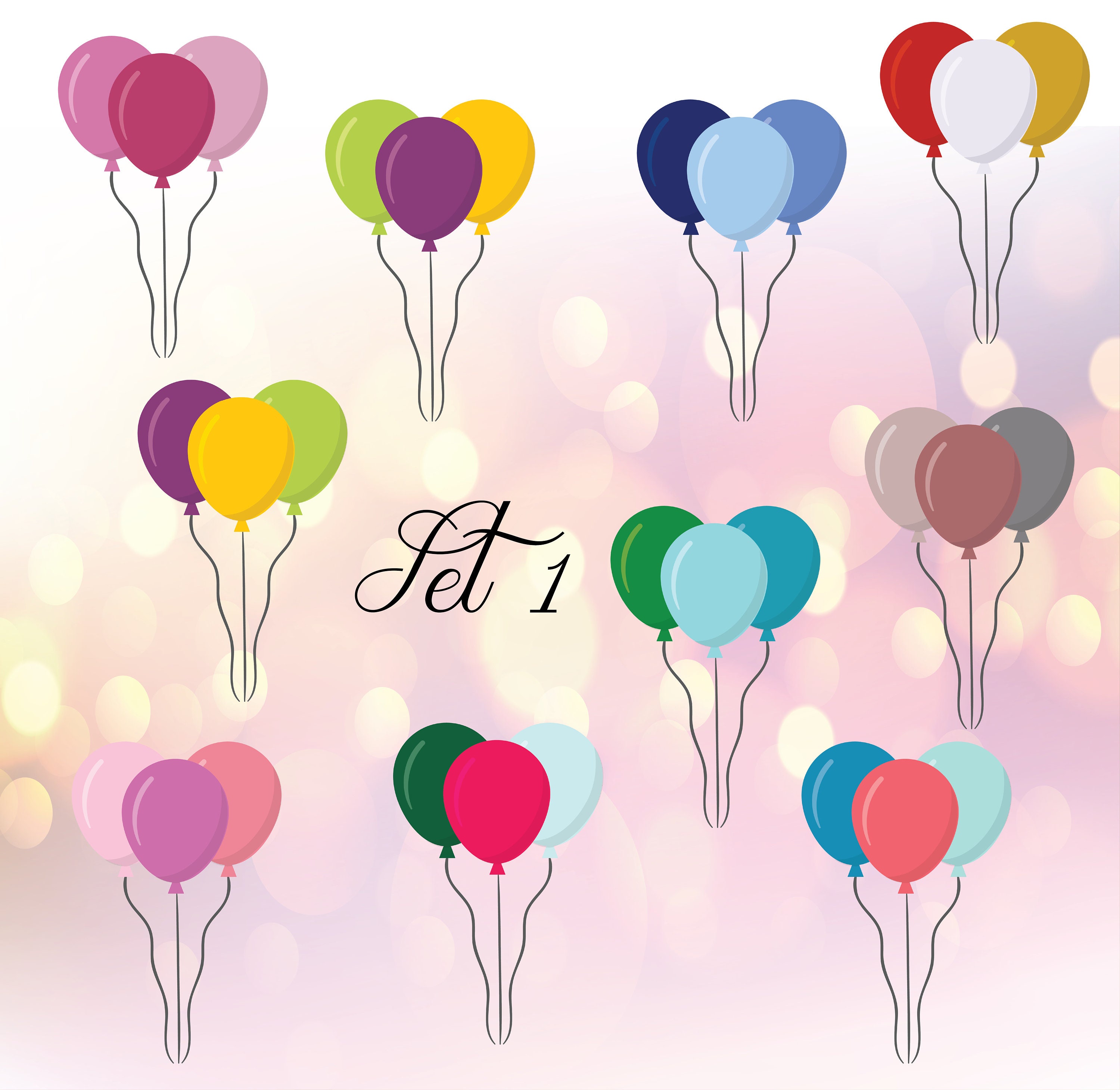 Bright Party Balloons Cliparts, Party Clipart, Balloon Vectors, Cute ...