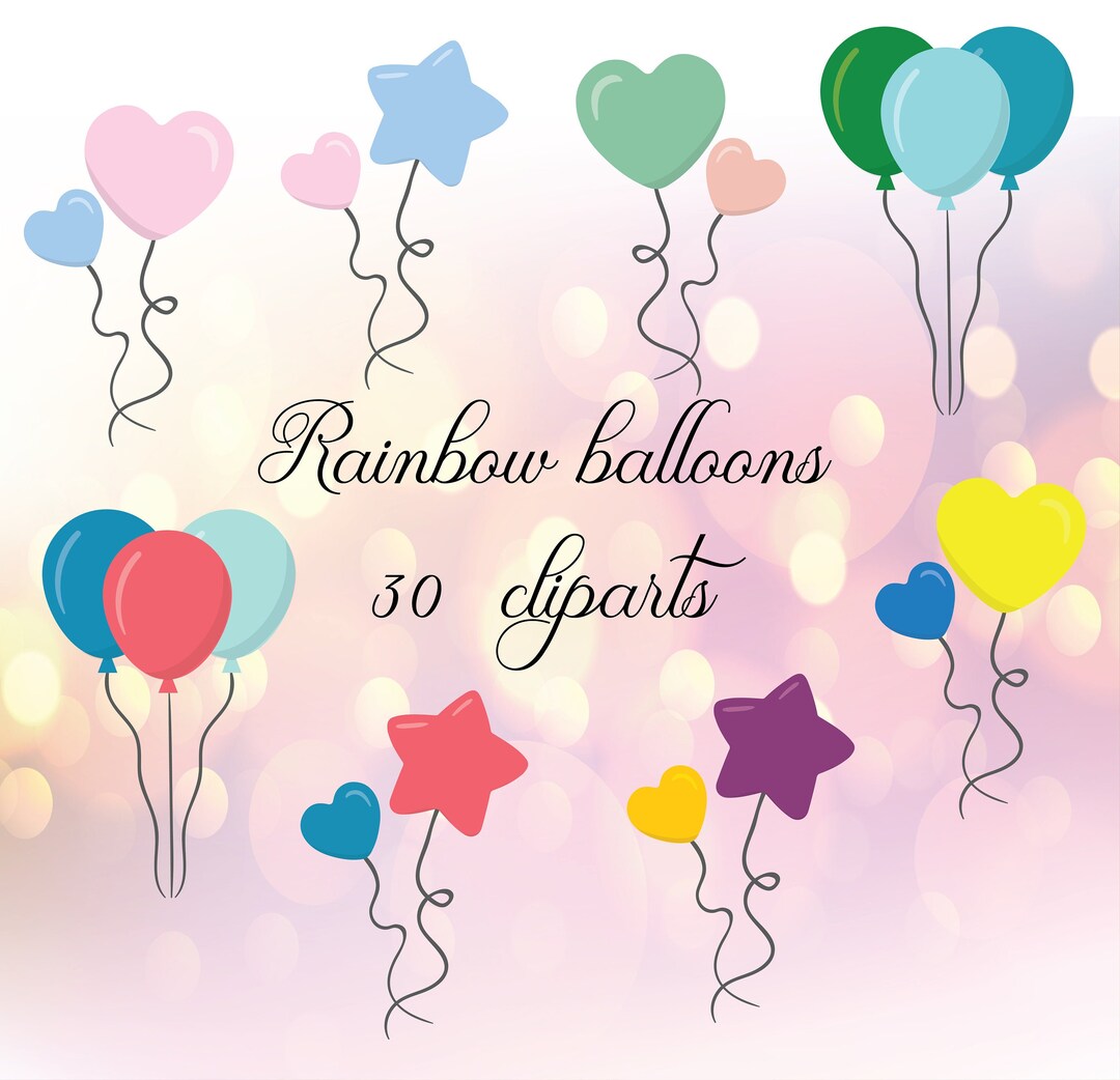Bright Party Balloons Cliparts, Party Clipart, Balloon Vectors, Cute ...