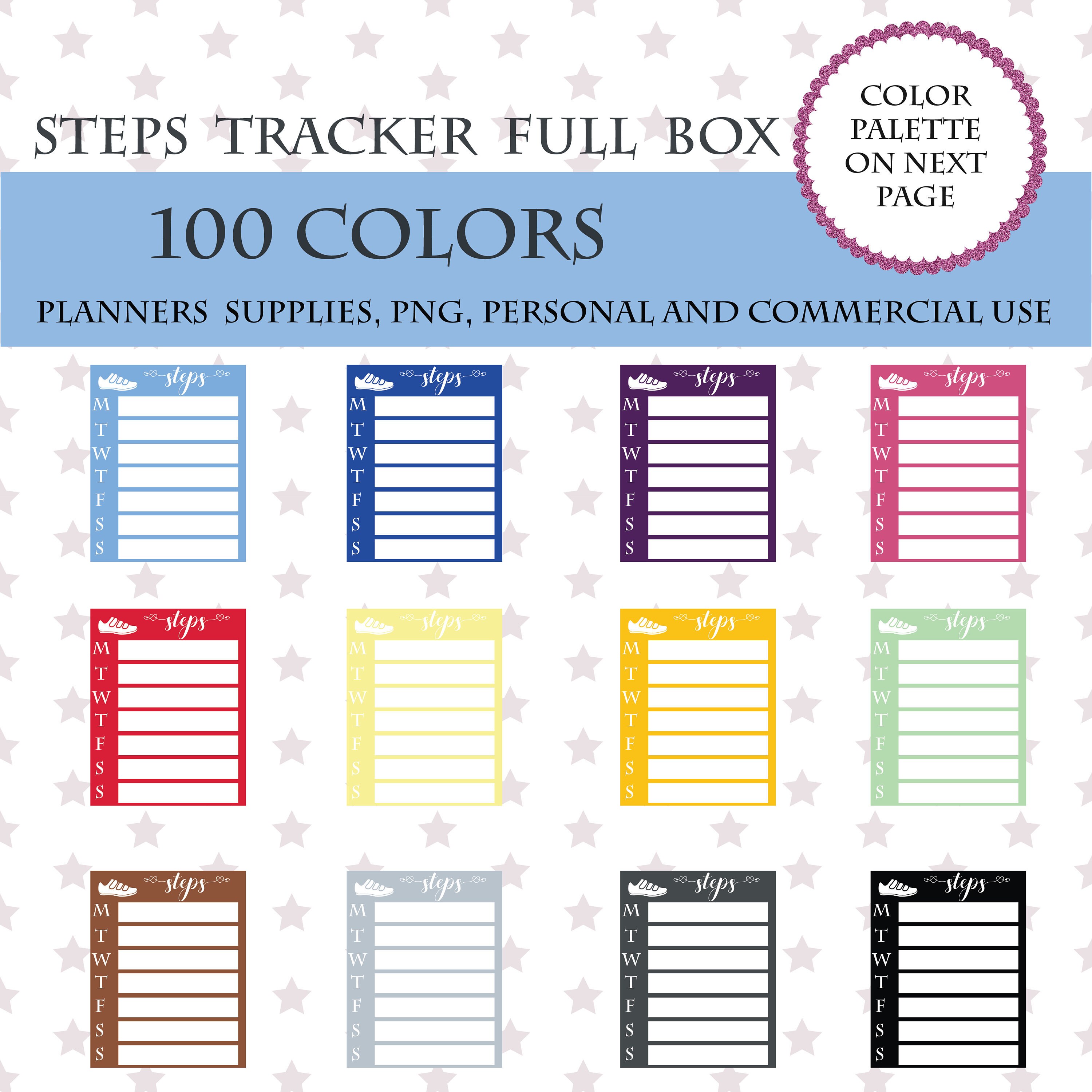 100 Full Box Weekly Steps Tracker, Fitness Planner, Sport Planner ...