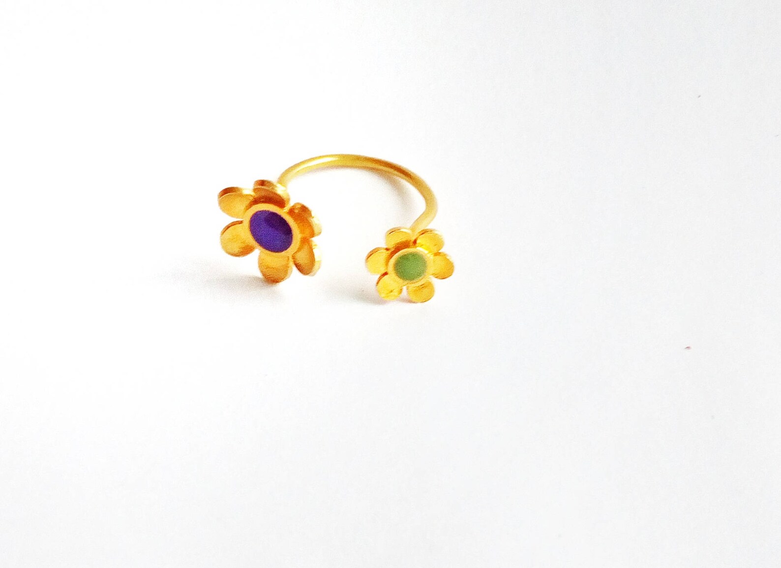 Enamel Flower Ring, Open Gold Ring, Friendship Rings for 2 3 4 - Etsy