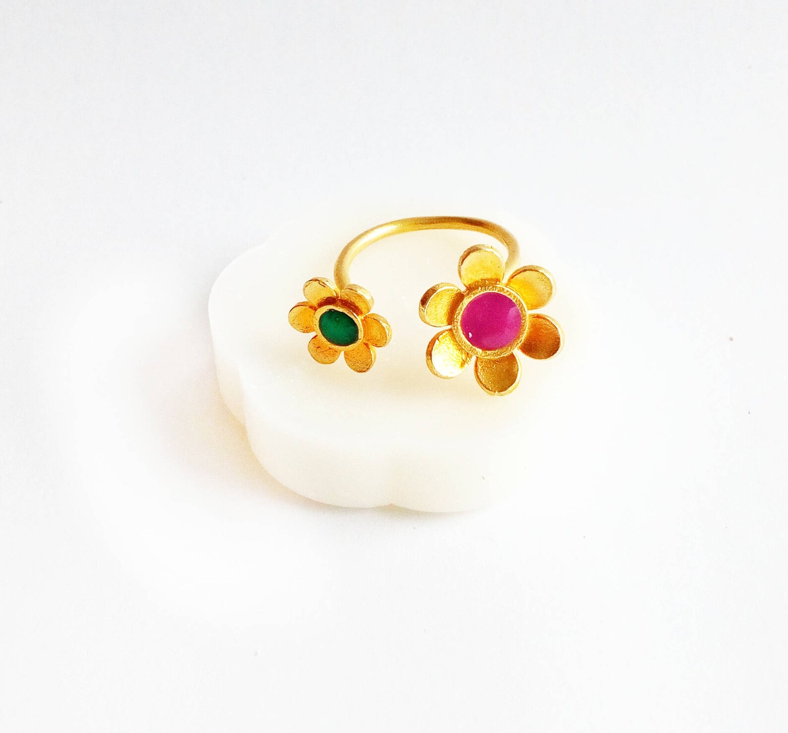 Enamel Flower Ring Open Gold Ring Friendship Rings for 2 3 4 - Etsy
