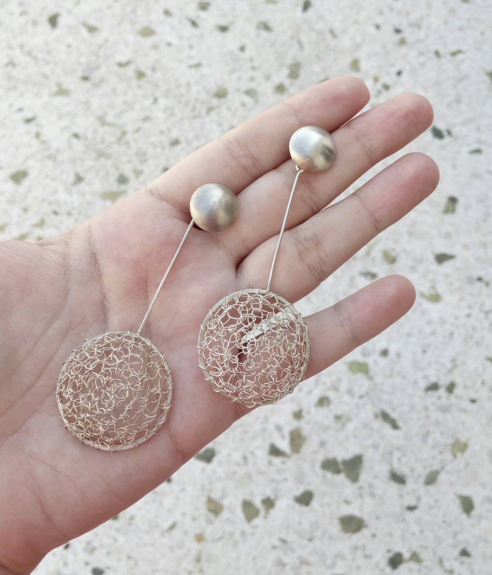 925 Sterling Silver Wire Crochet Earrings Unusual Earrings | Etsy