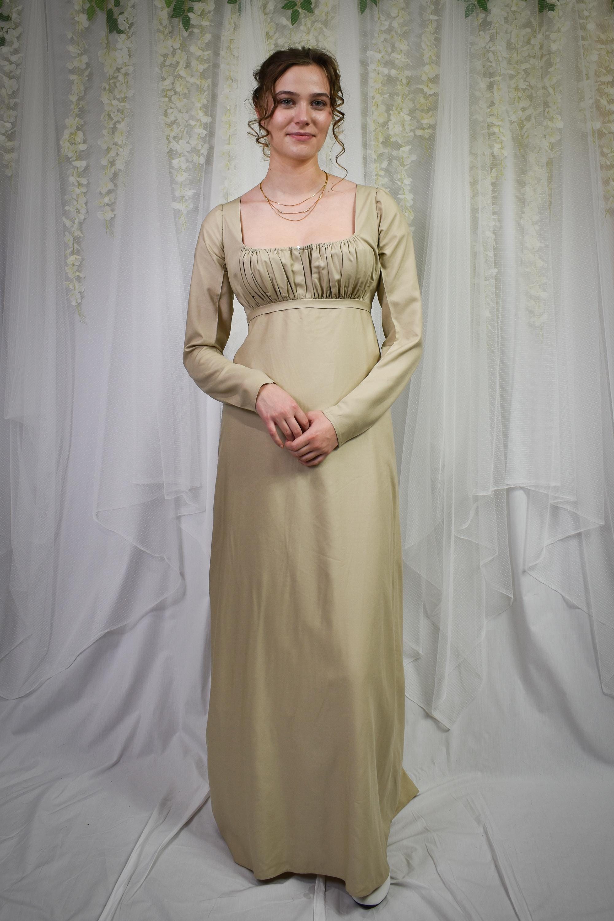 Regency Day Dress With Long Sleeve, Custom Sized and Made to Order - Etsy