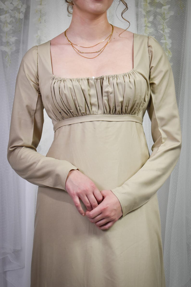 Regency Day Dress With Long Sleeve, Custom Sized and Made to Order - Etsy