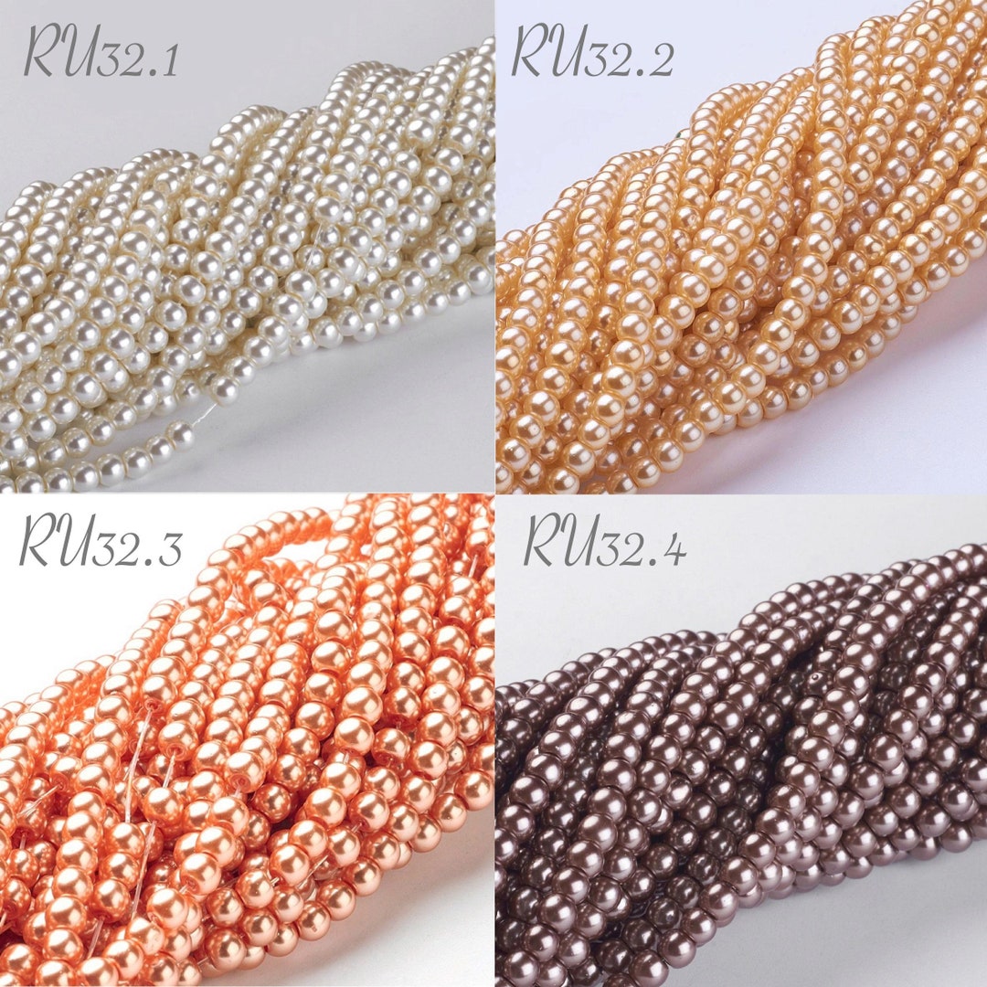 Pearl Beads, Set of 200 Beads, 4mm Beads, Boho Beads, Ivory Beads ...
