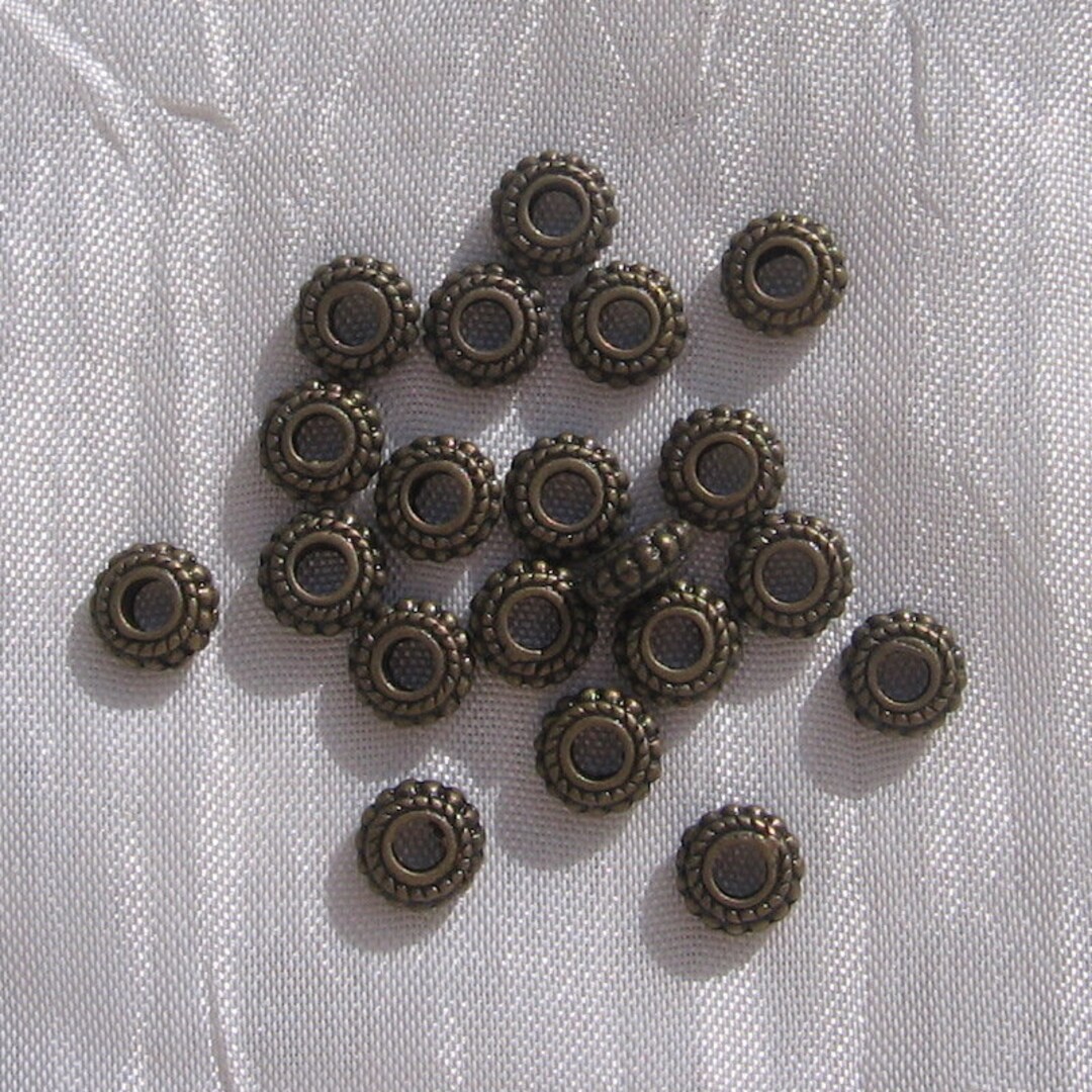 Set of 20 Beads, 8mm Spacers, Bronze Washers, Bronze Wheels, Bronze ...
