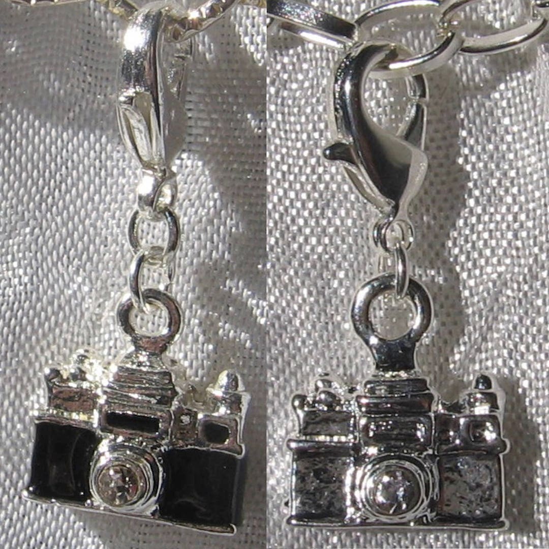 Camera Charm, Camera, Silver Charm, Black Charm, Charm on Lobster Clasp ...