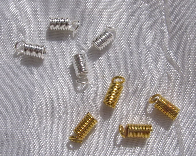 Set of 100 Wire Tips, Knot Covers, Cord Tips, 8mm X 4mm, Silver, Gold ...