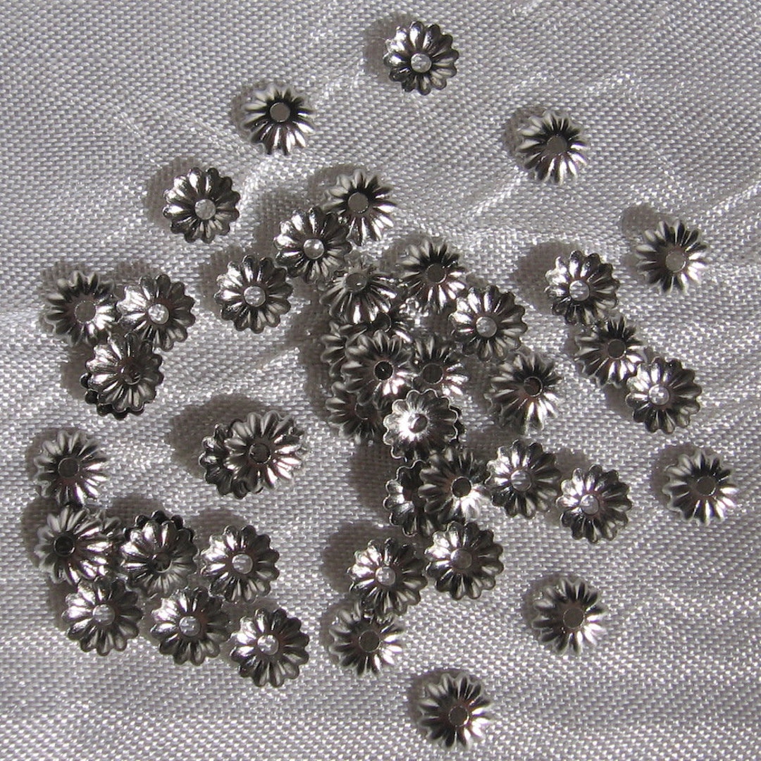100 Stainless Steel Bead Cups, 6mm, Stainless Steel Bead Cups for 6mm ...