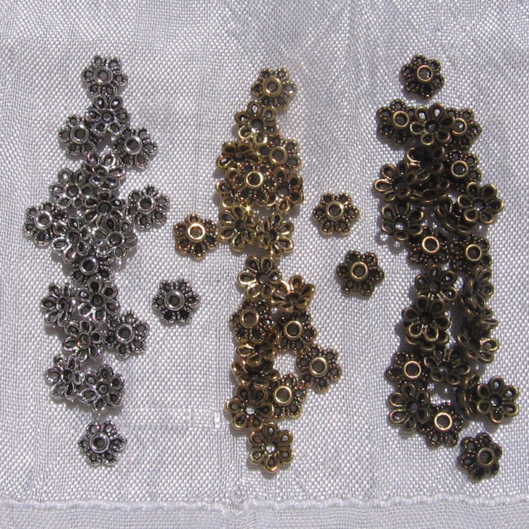 100 6mm Silver, Gold, and Bronze Bead Cups, 6mm Silver, Gold, and ...